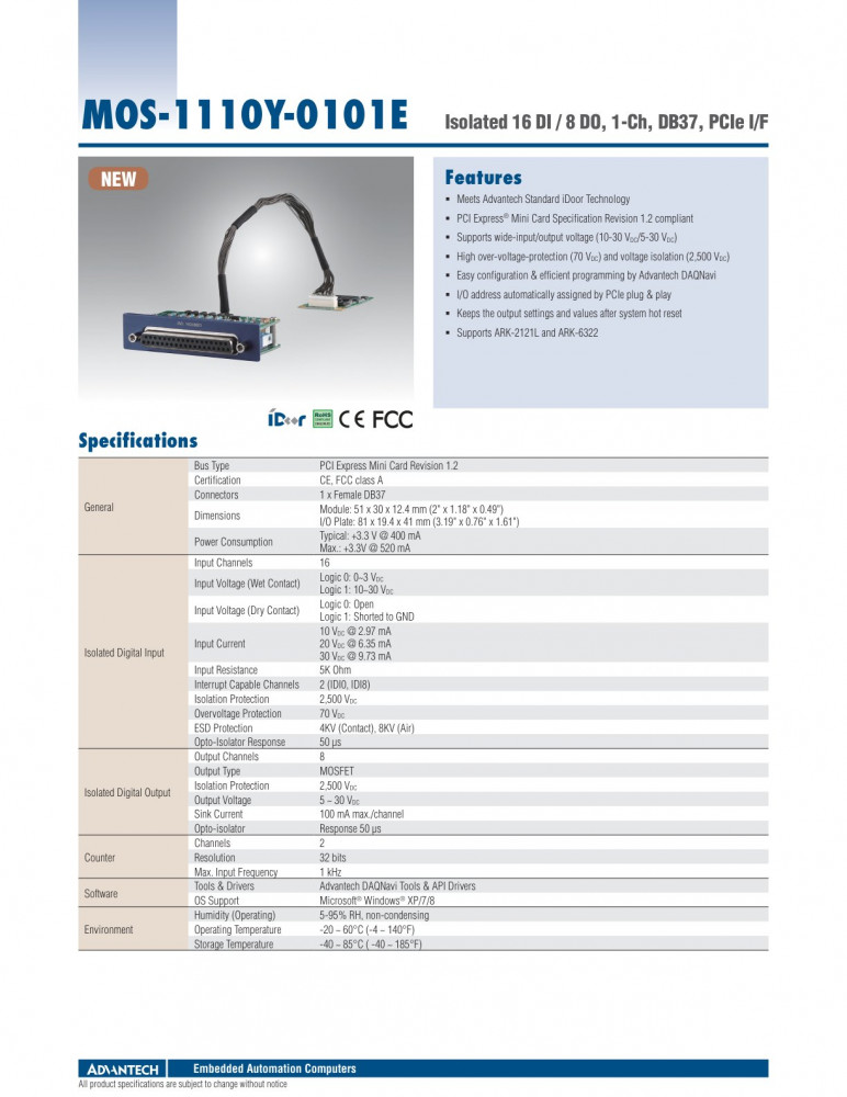 MOS-1110Y-0101E product document page 1