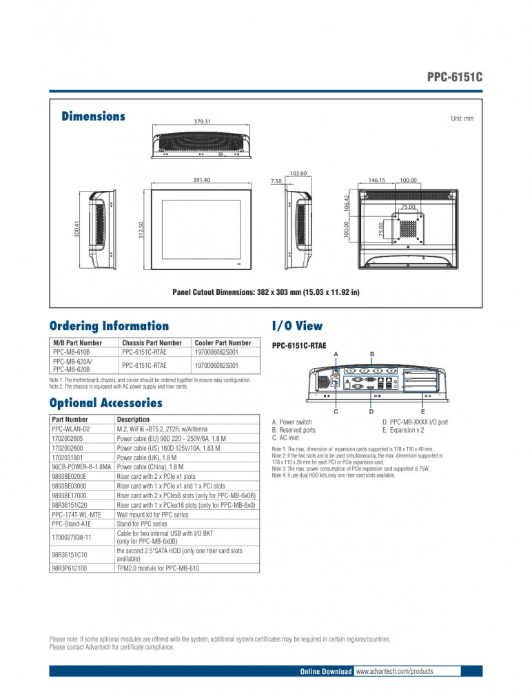 PPC-6151C technical document page 2