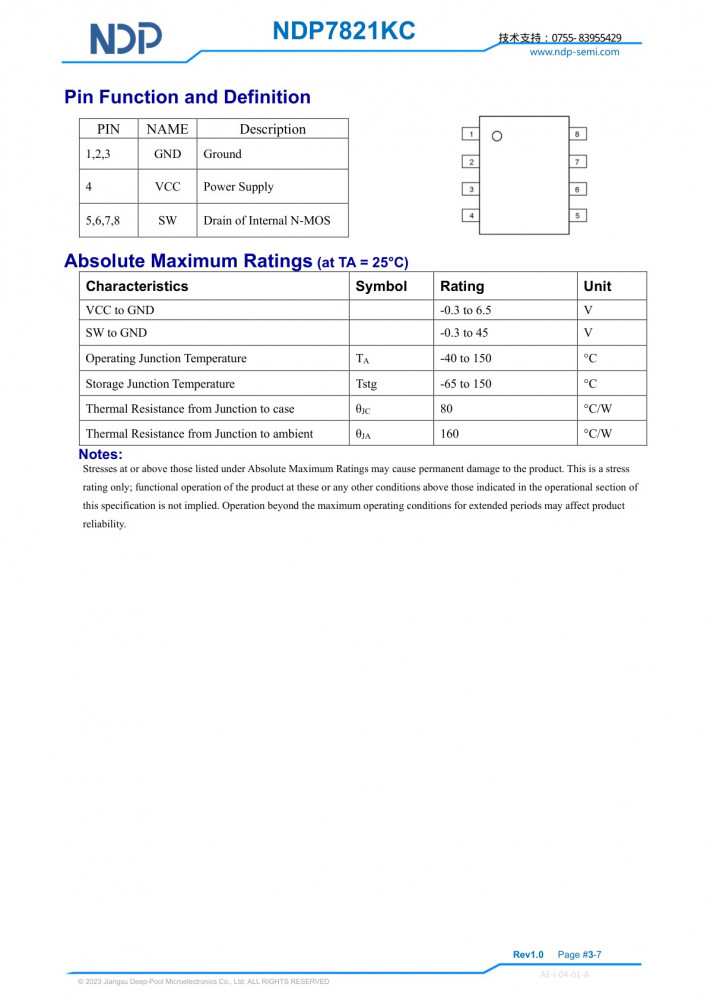 NDP7821KC datasheet page 3