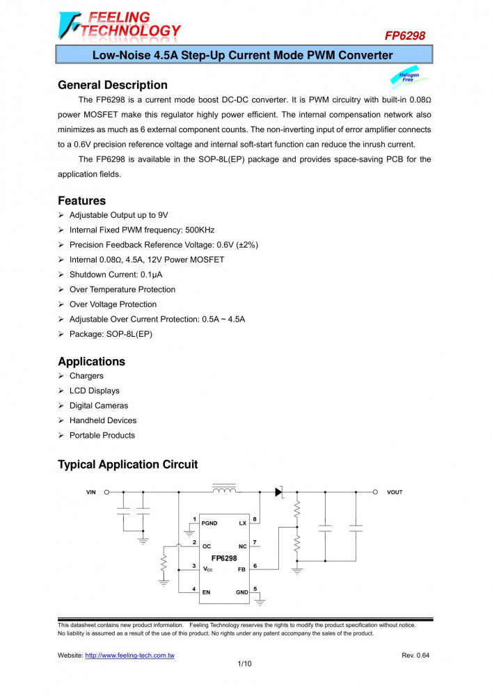 FP6298XR-G1 datasheet page 1