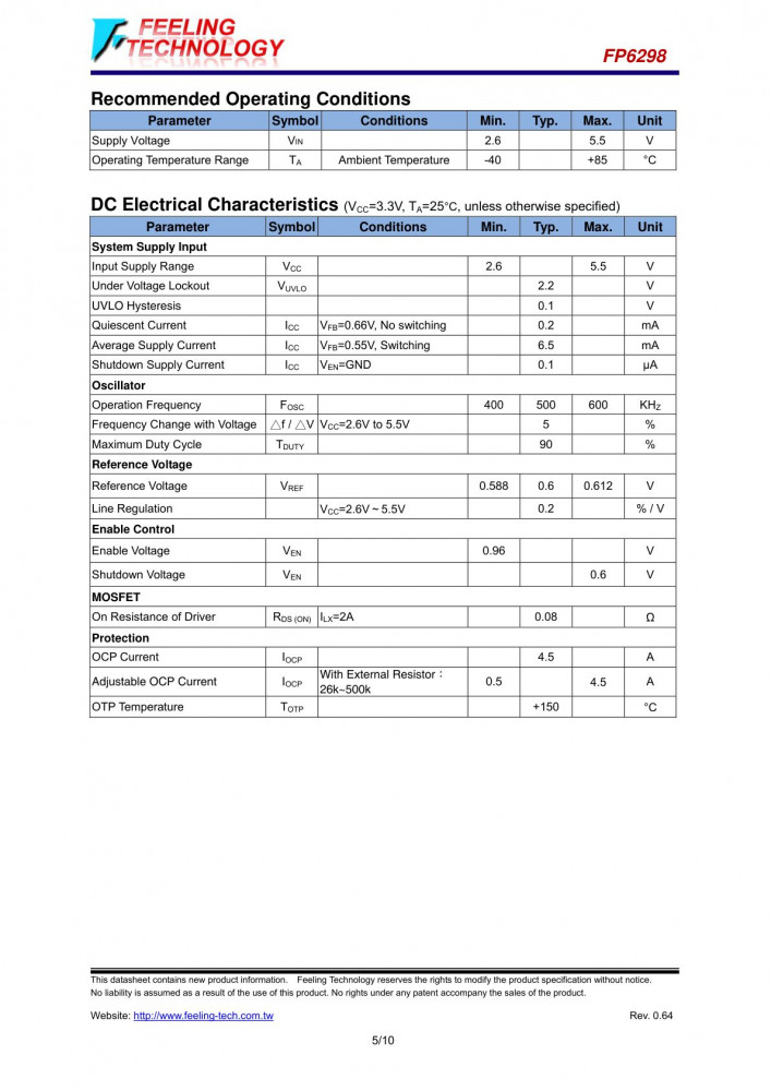FP6298XR-G1 datasheet page 5