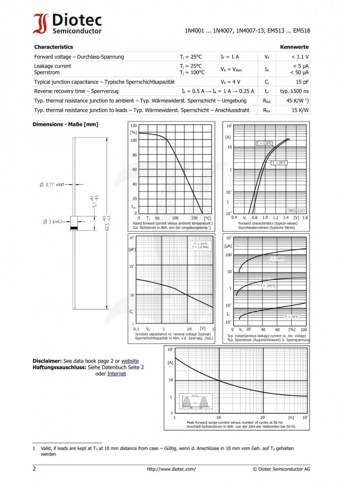 DIOTEC 1N4007-13 datasheet page 2