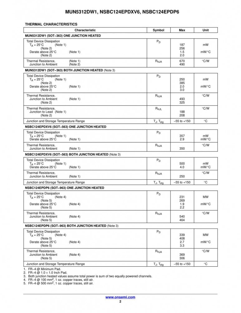MUN5312DW1T2G datasheet page 2