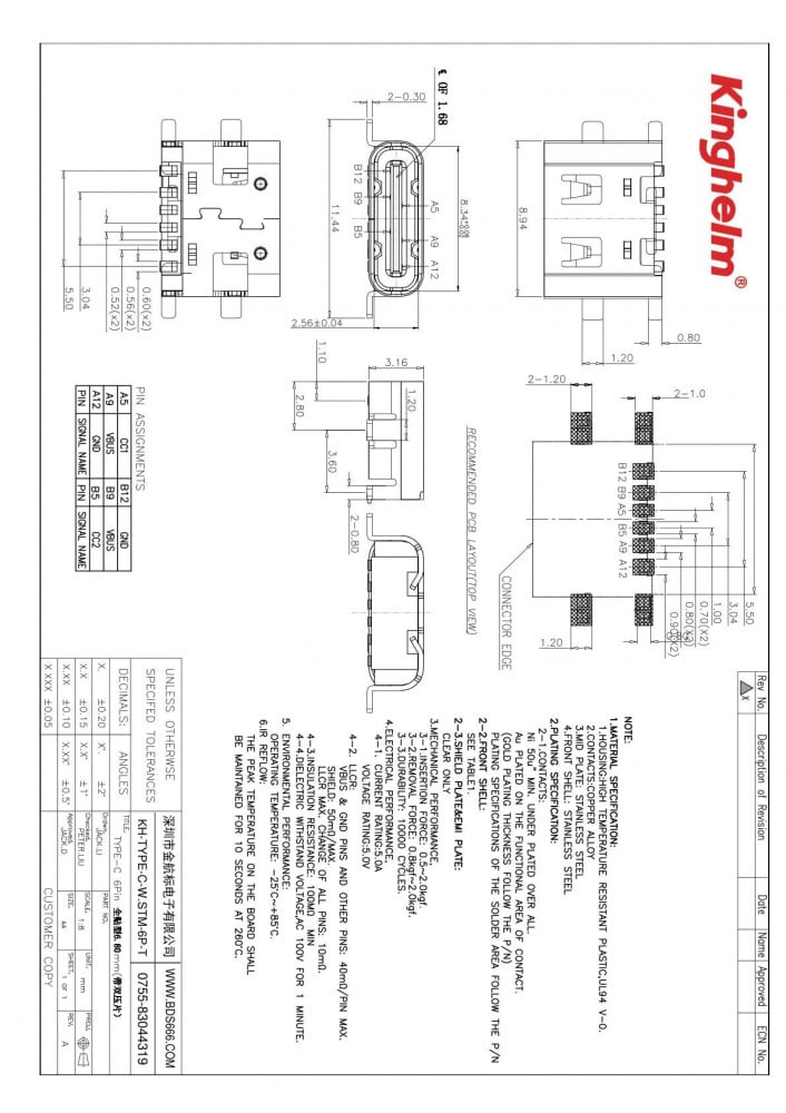 KH-TYPE-C-W.STM-6P-T technical document preview