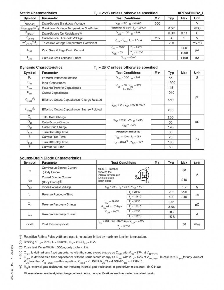 APT56F60L technical document page 2