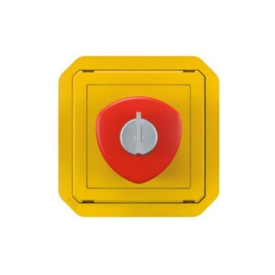 Plexo - Emergency push button with key reset - Yellow IP55 emergency stop - Key-release 1NO 1NC contacts - 22.5mm terminals for sale