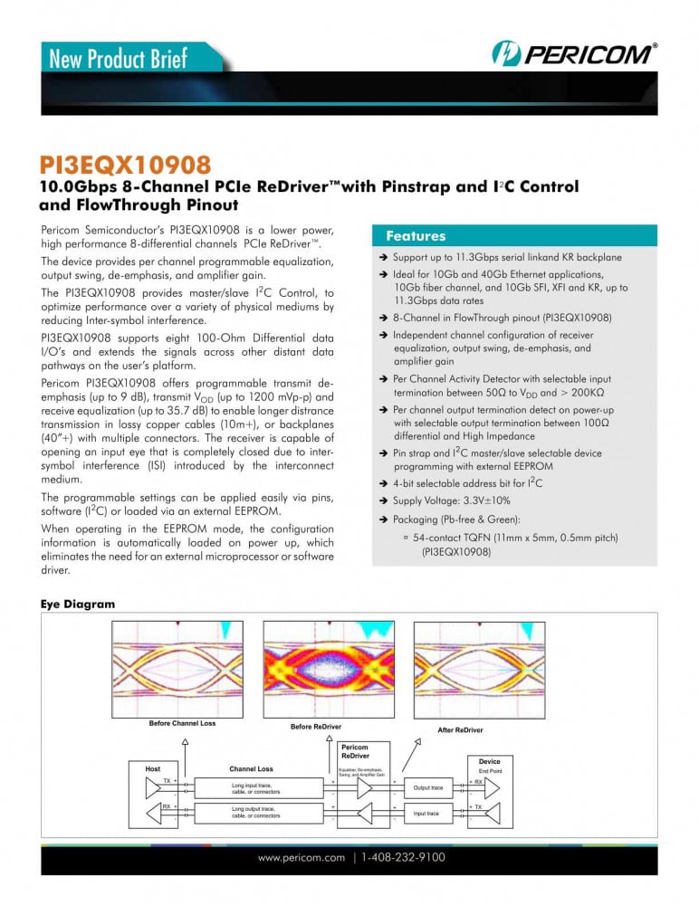 PI3EQX10908 technical document preview
