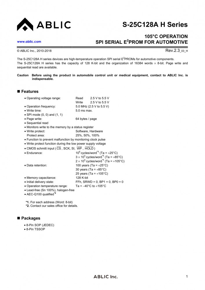S-25C128A technical document page 1
