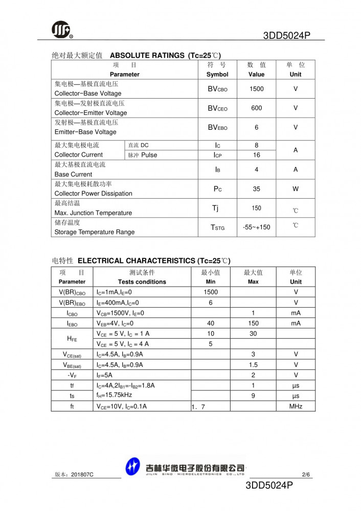3DD5024 datasheet page 2
