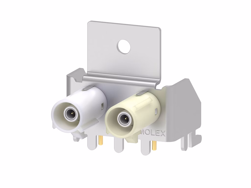 FAKRA Jack, Right-Angle, Through Hole, Key K, Latch Clocked 90 Degrees, Carton, 50 Ohms