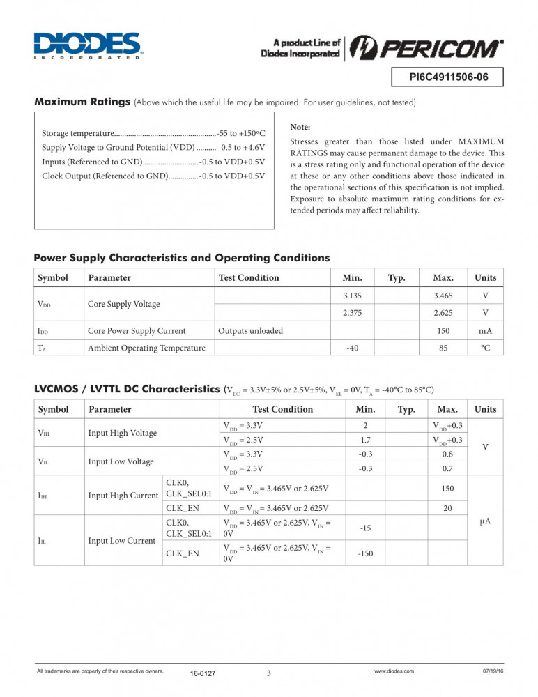 PI6C4911506-06LIE datasheet page 3