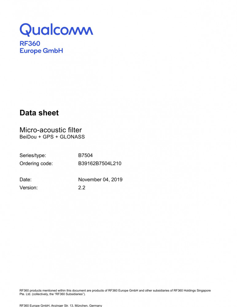B39162B7504L210 datasheet page 1