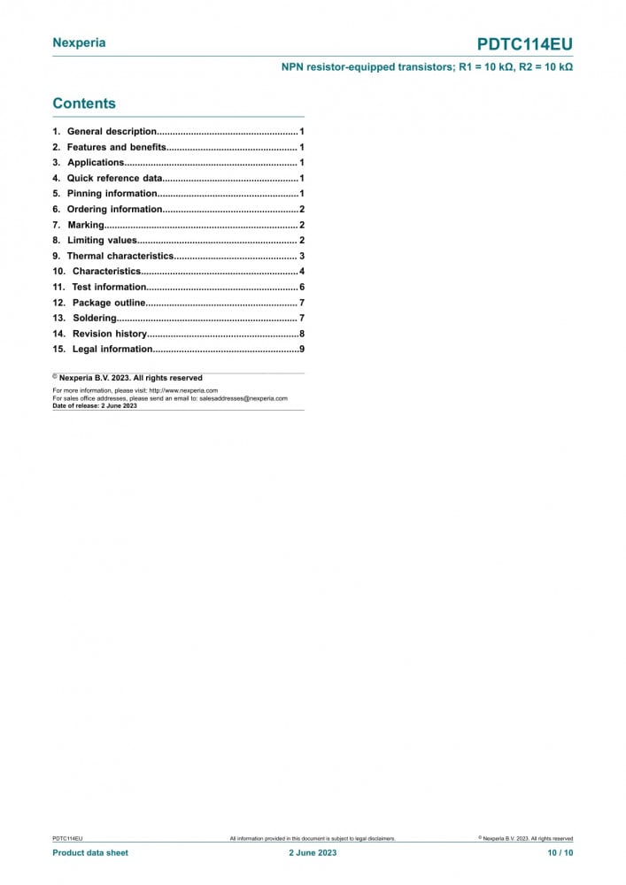 PDTC114EU datasheet page 10