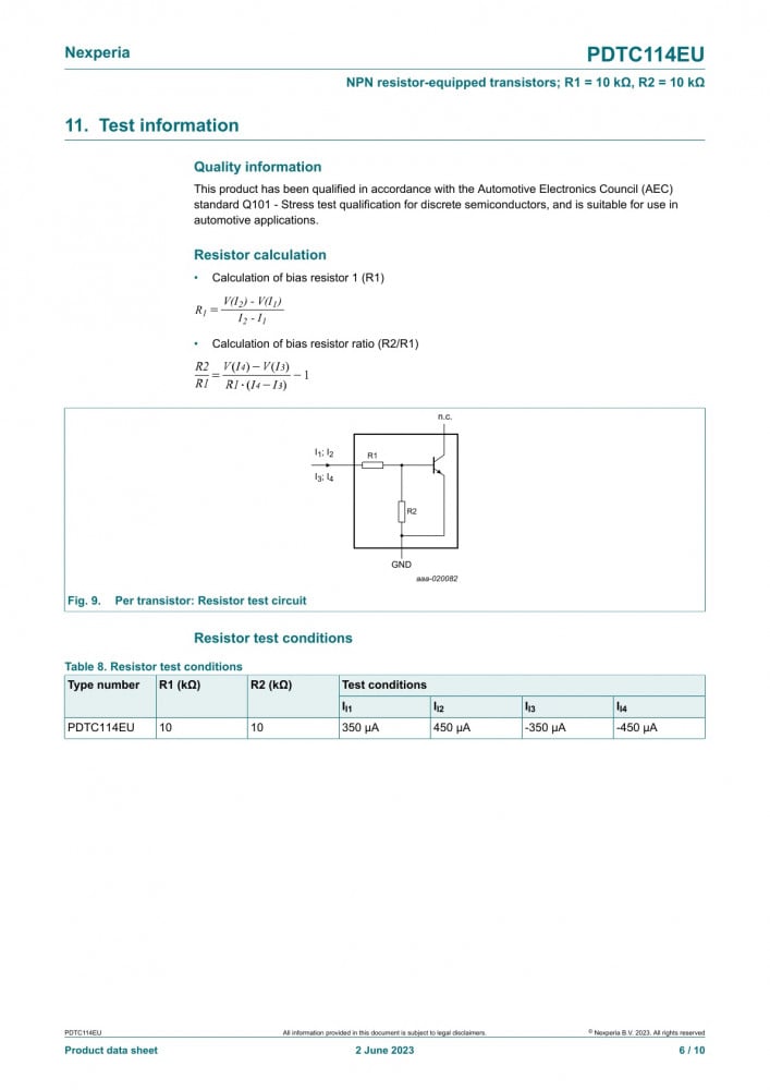 PDTC114EU datasheet page 6