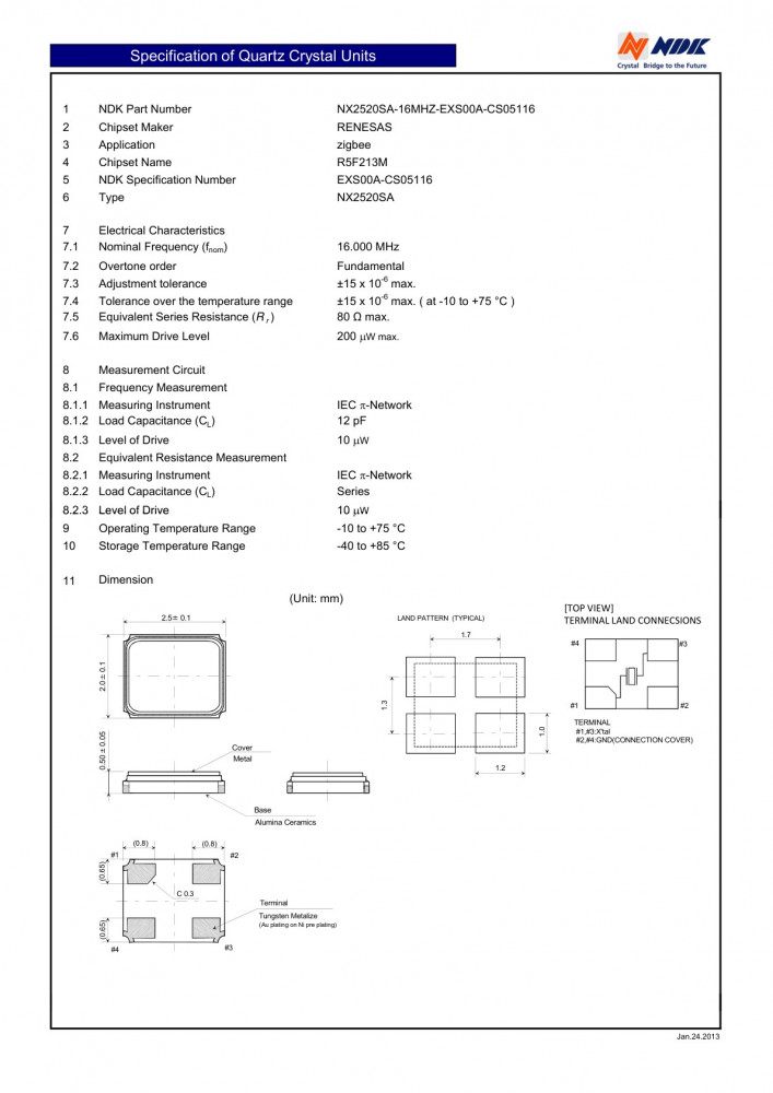 NDK CS05116-16M technical document preview