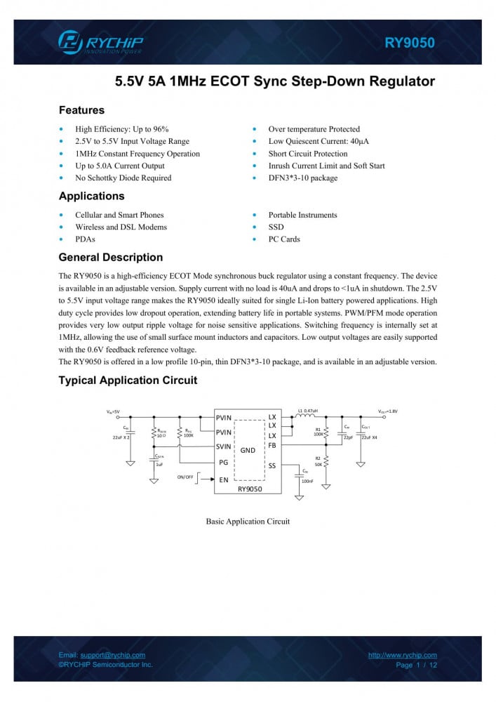 RY9050 technical document preview