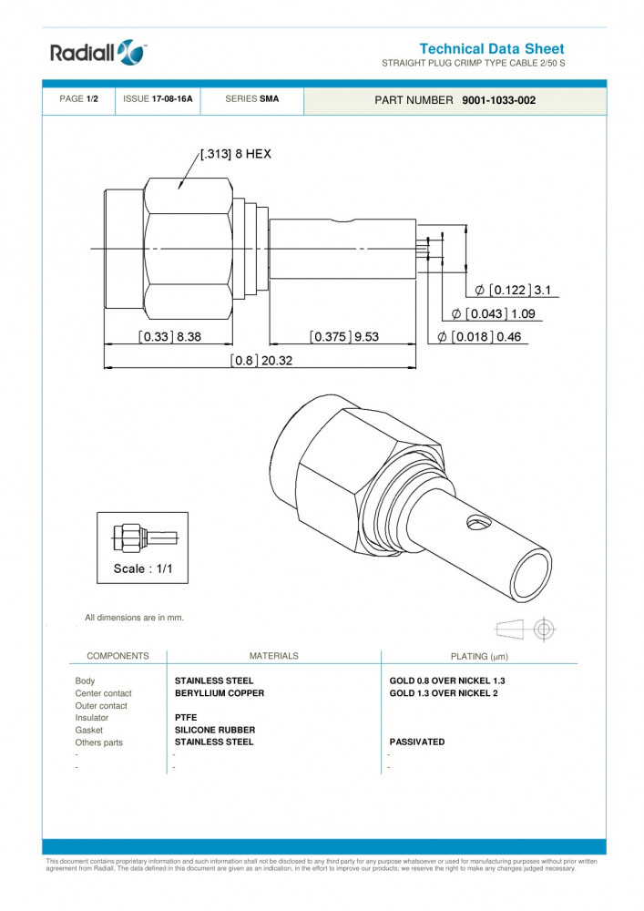 Radiall 9001-1033-002 datasheet page 1