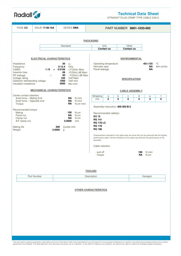 Radiall 9001-1033-002 datasheet page 2