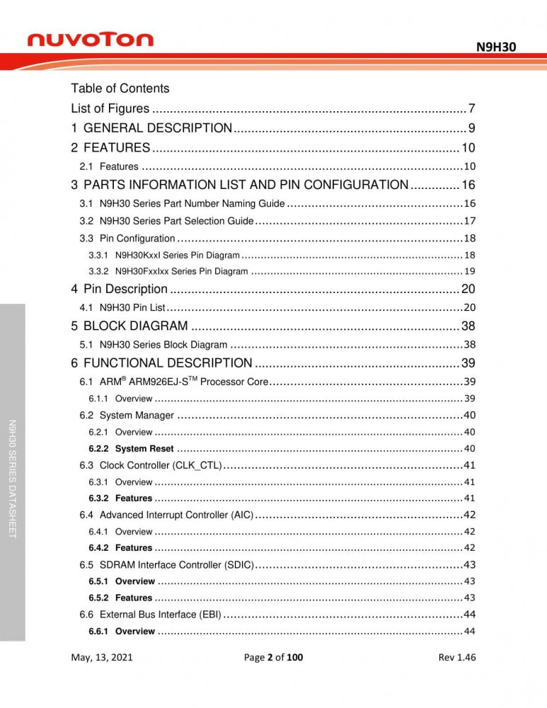N9H30 datasheet page 2