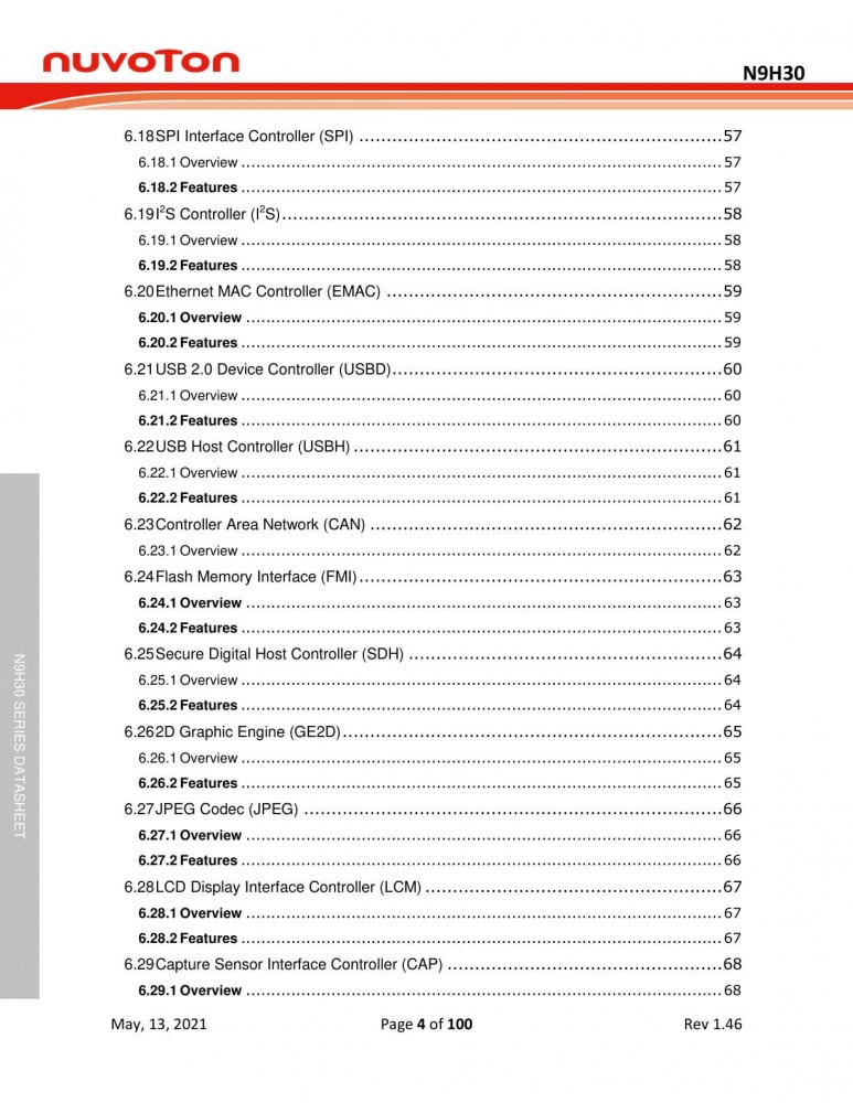 N9H30 datasheet page 4