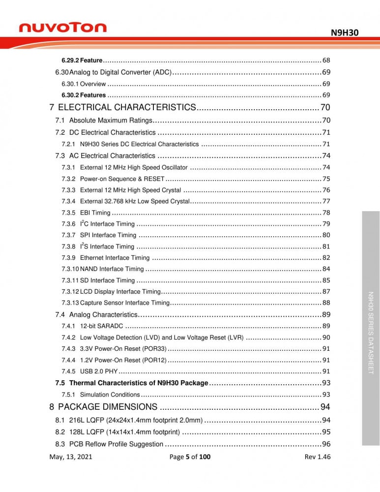 N9H30 datasheet page 5