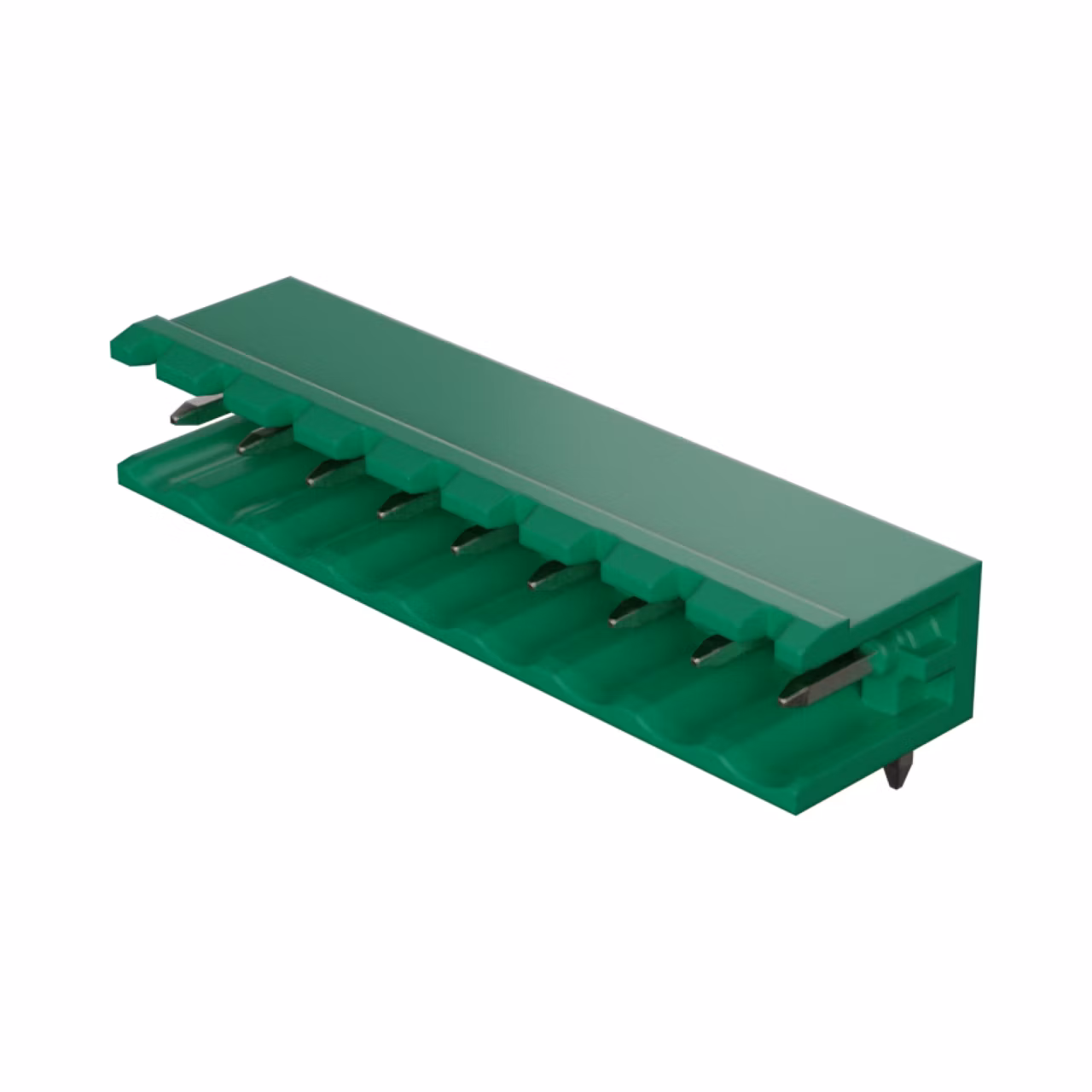 5.08mm Pitch Eurostyle Right-Angle PCB Header, Open Ends, Green Housing, 9 Circuits for sale