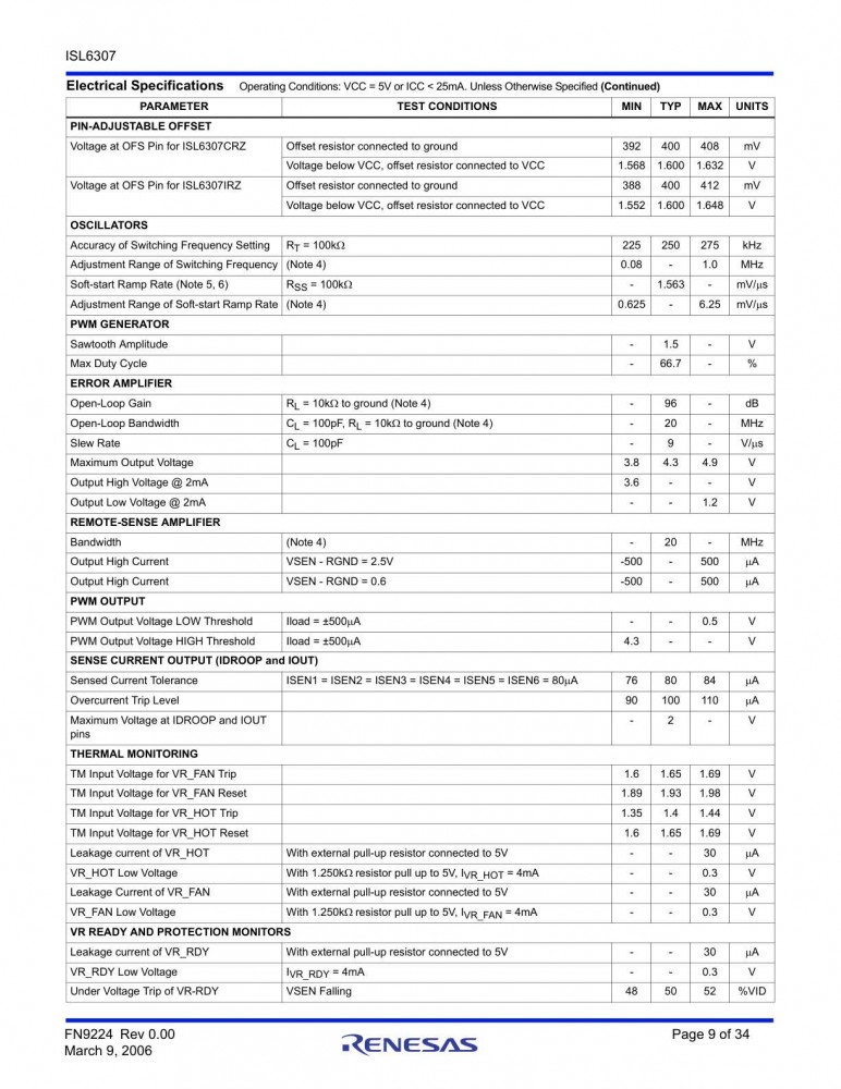 ISL6307 datasheet page 9