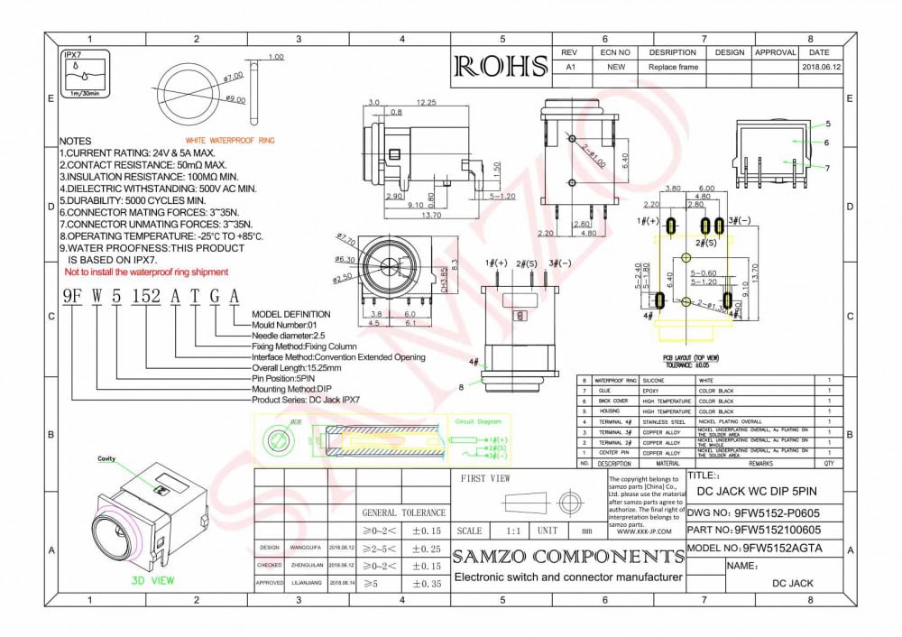 9FW5152ATGA technical drawing
