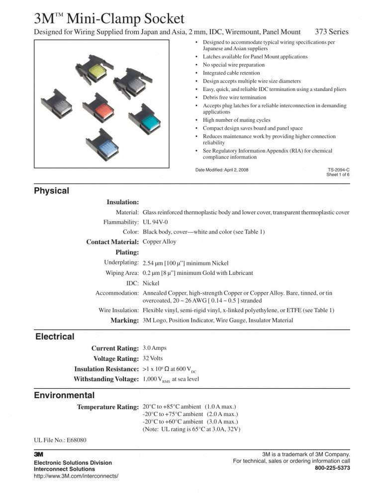 3M 37304-2165-0P0FL technical document page 1