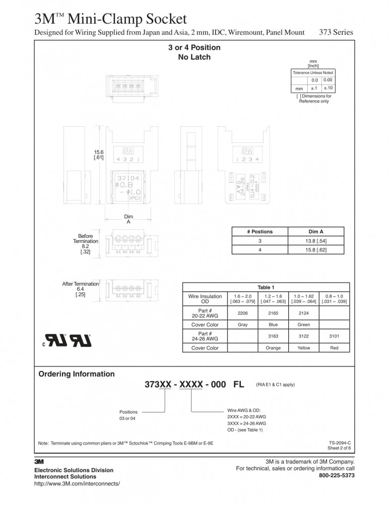 3M 37304-2165-0P0FL technical document page 2