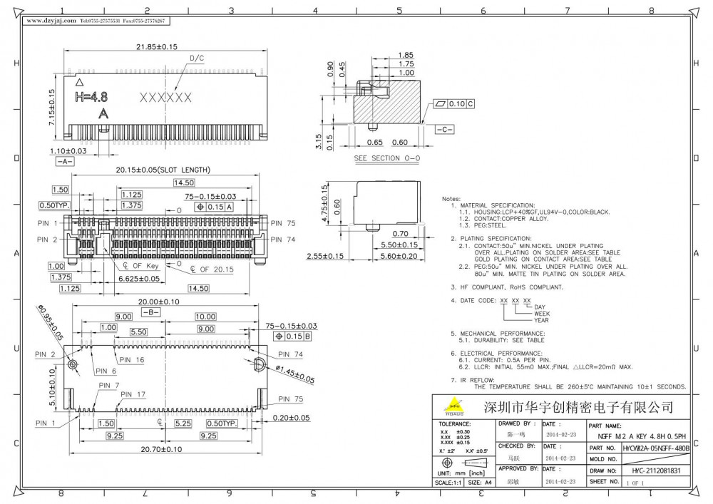 HOAUC HYCW32A-05NGFF-480B technical drawing page 1