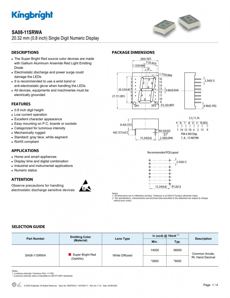 SA08-11SRWA datasheet page 1