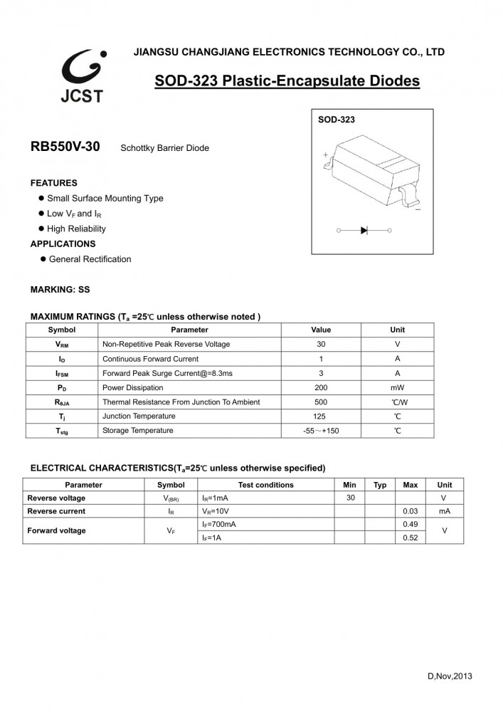 RB550V-30 datasheet page 1