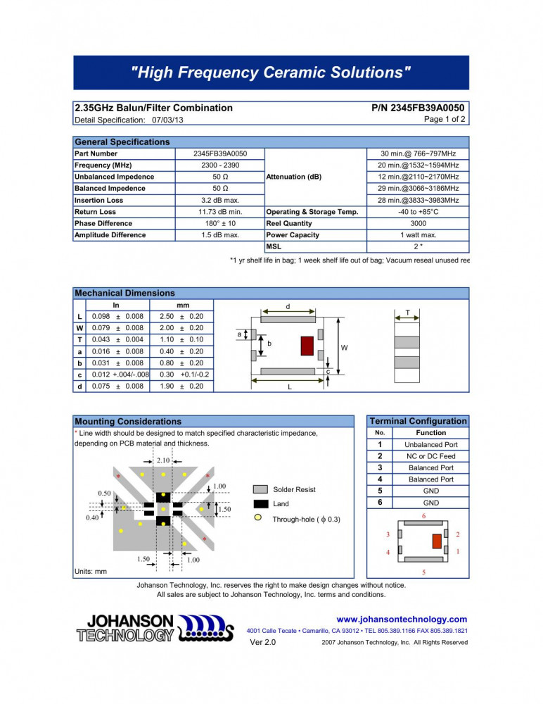 2345FB39A0050E datasheet page 1
