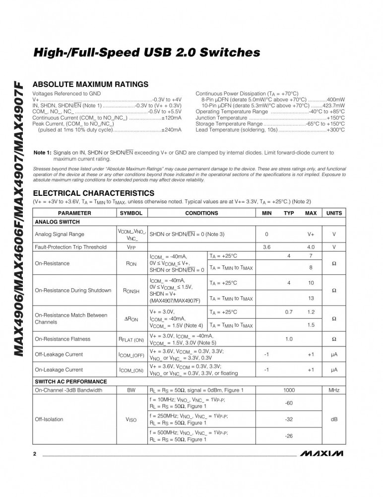 MAX4906FELB datasheet page 2