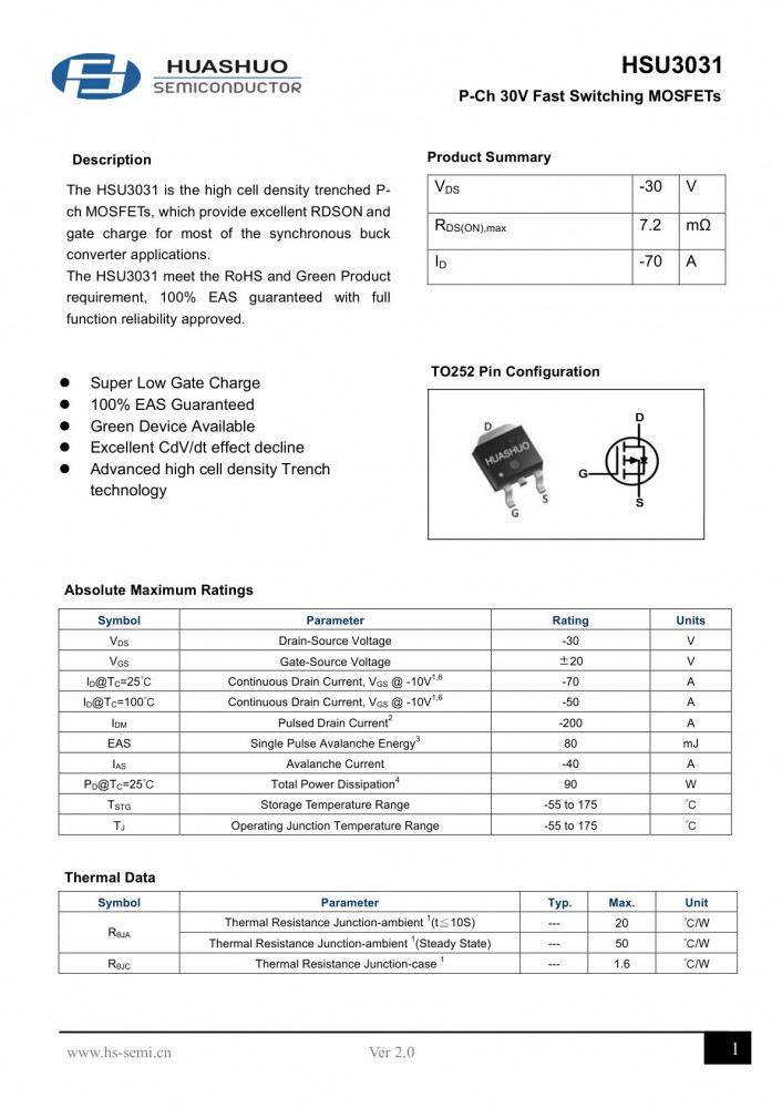 HSU3031 datasheet page 1