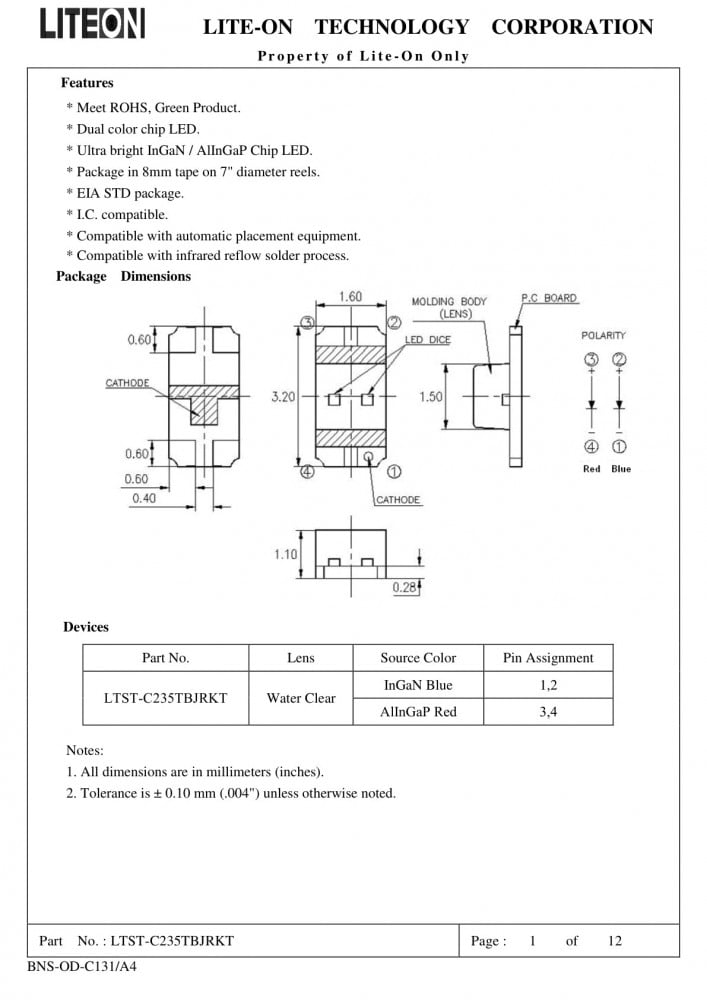 LTST-C235TBJRKT datasheet page 2