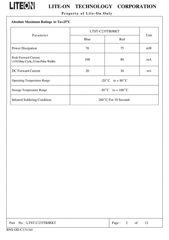 LTST-C235TBJRKT datasheet page 3