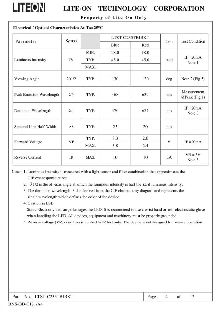 LTST-C235TBJRKT datasheet page 5