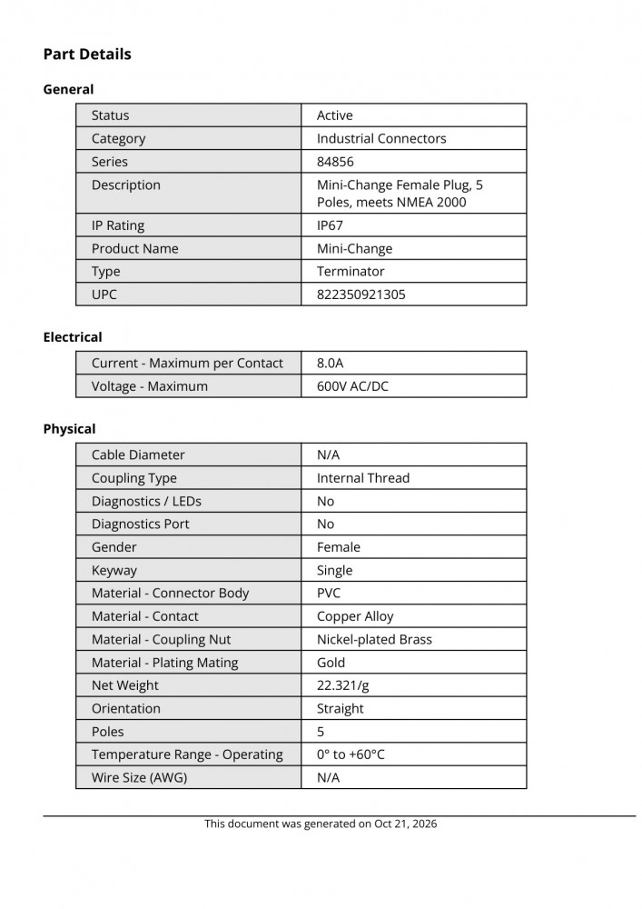 Product document page 2 for Molex 848569101