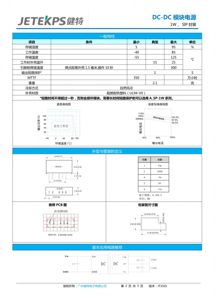 A0505S-1W datasheet page 2
