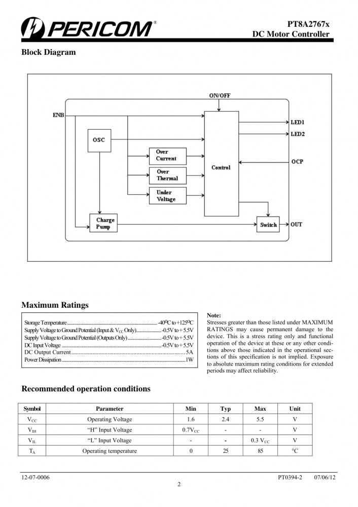 PT8A2767FWEX datasheet page 2