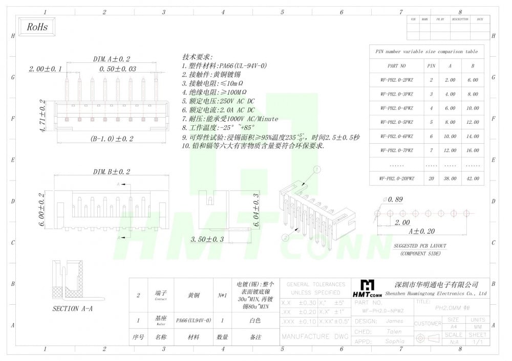WF-PH2.0-3PWZ technical drawing preview
