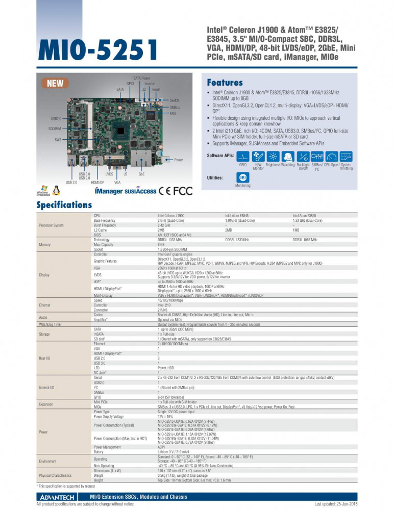 ADVANTECH MIO-5251 technical document page 1