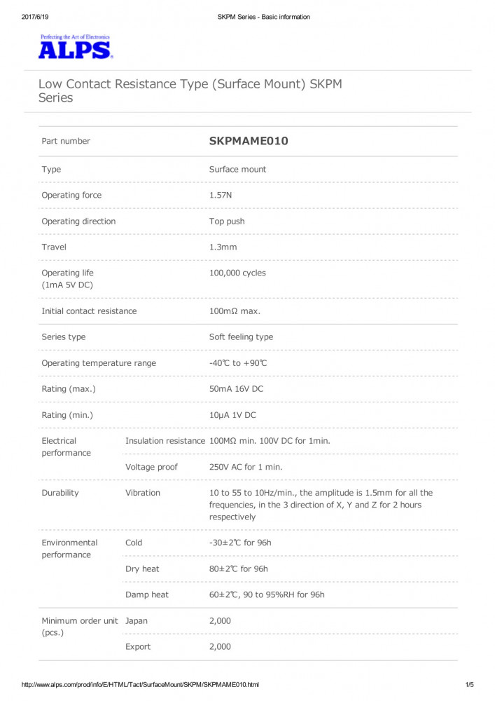 SKPMAME010 technical document page 1