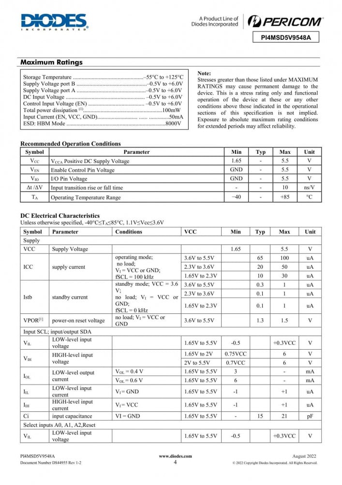 PI4MSD5V9548ALEX datasheet page 4
