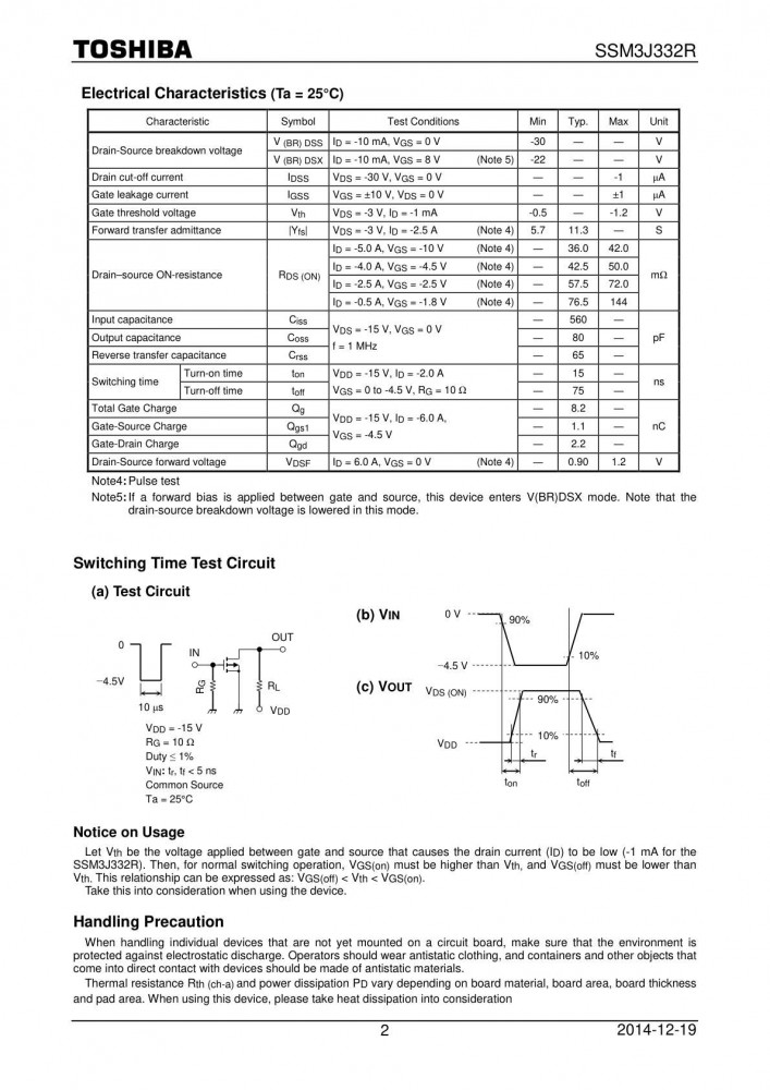 SSM3J332R,LF datasheet page 2