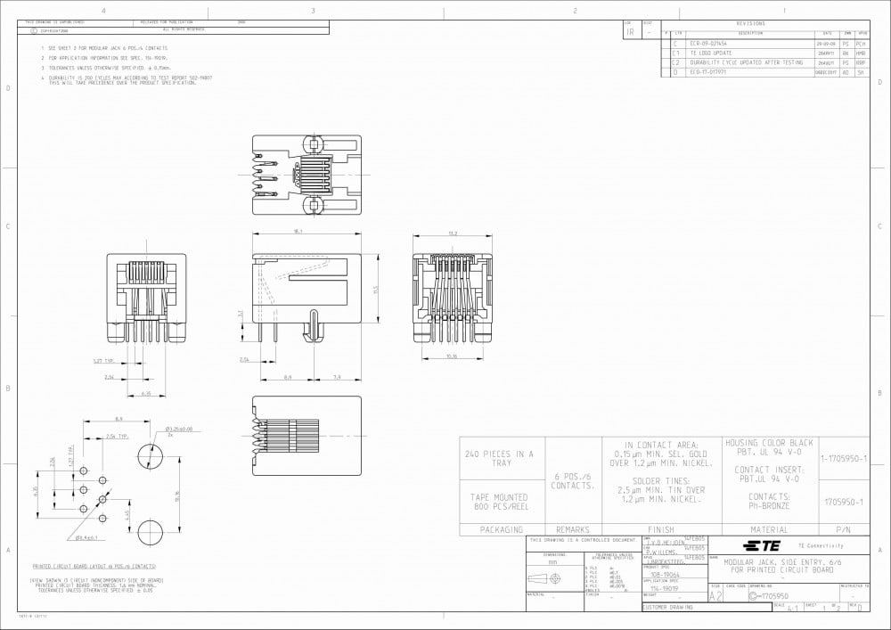 TE Connectivity connector drawing preview page 1
