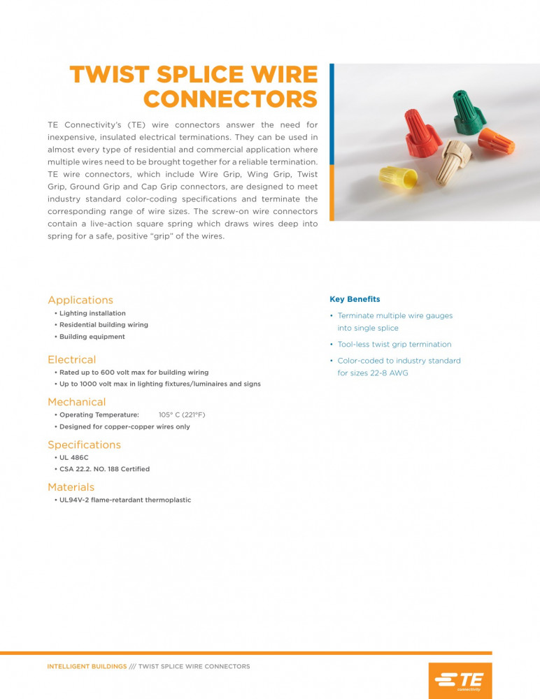 TE Connectivity wire connector documentation page 1