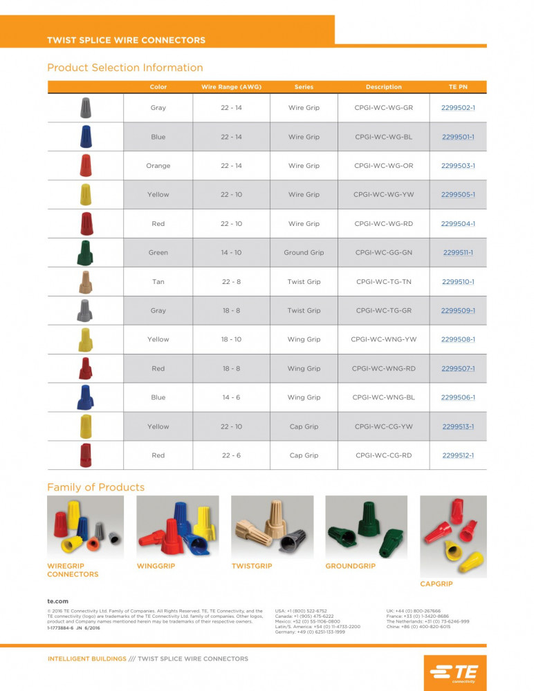 TE Connectivity wire connector selection table page 2